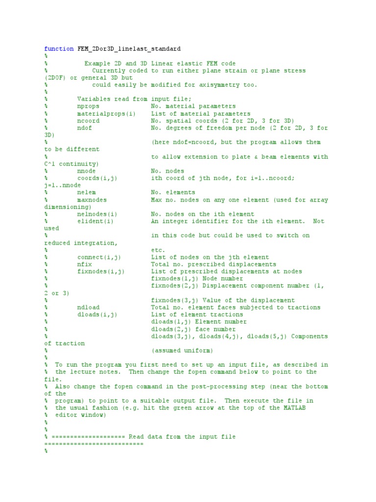 FEM Matlab Code | Download Free PDF | Finite Element Method | Linear Elasticity