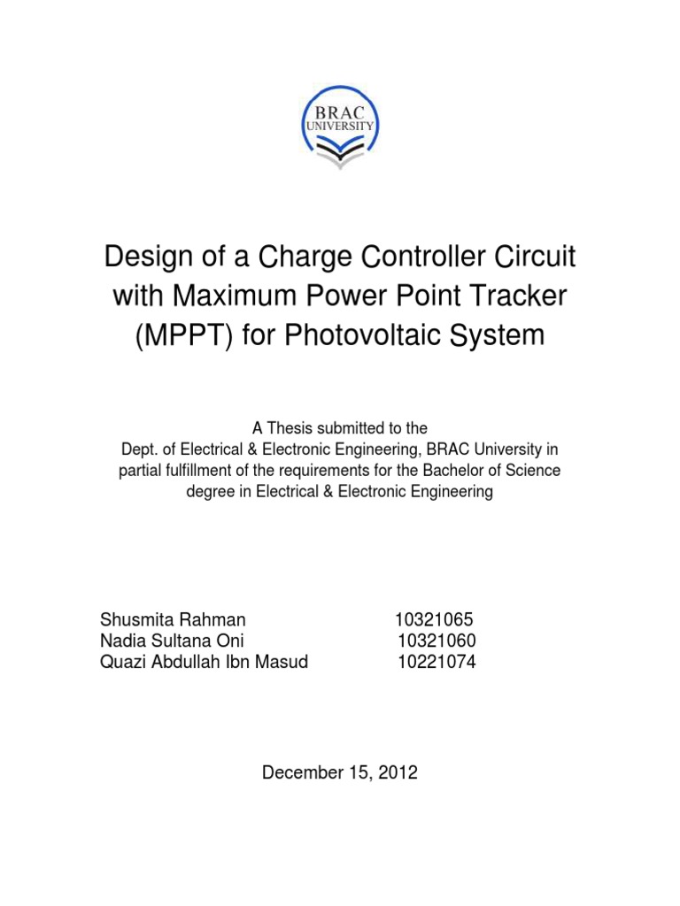 Design of A Charge Controller Circuit PDF | PDF | Photovoltaic System ...