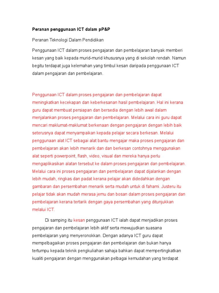 Peranan Penggunaan ICT Dalam PP | PDF | Karier & Perkembangan
