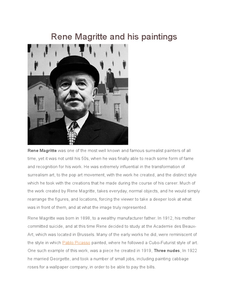 Rene Magritte and His Paintings | PDF | Surrealism | Paintings