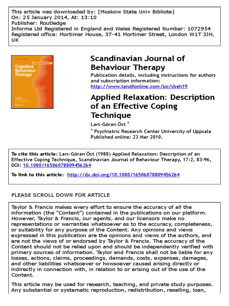 Applied Relaxation: A Coping Technique | PDF | Relaxation (Psychology ...