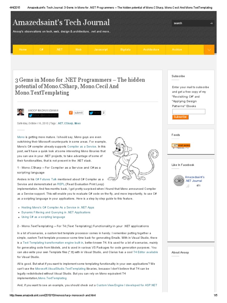 Amazedsaint's Tech Journal - 3 Gems in Mono For .NET Programmers - The ... Amazedsaint's Tech Journal - 3 Gems in Mono For .NET Programmers - The ...
