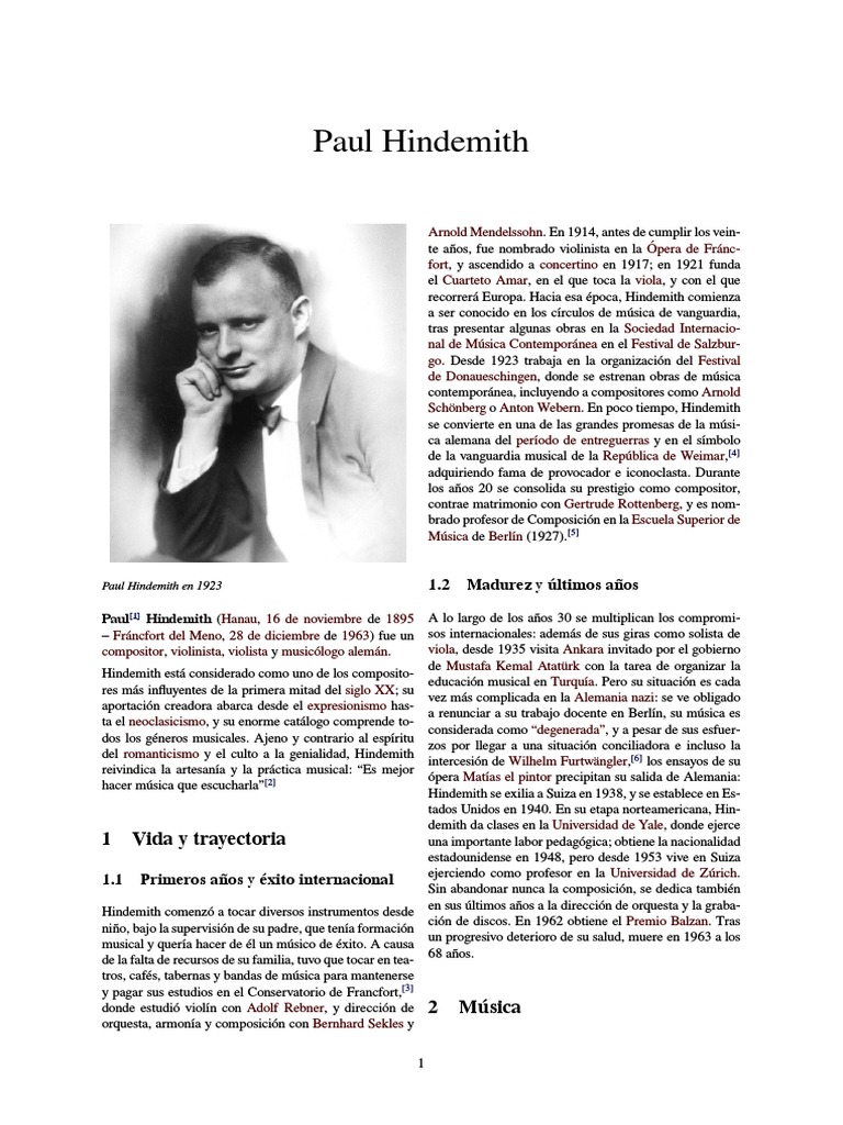 Biografía de Paul Hindemith | PDF | Las artes escénicas | Teoría musical