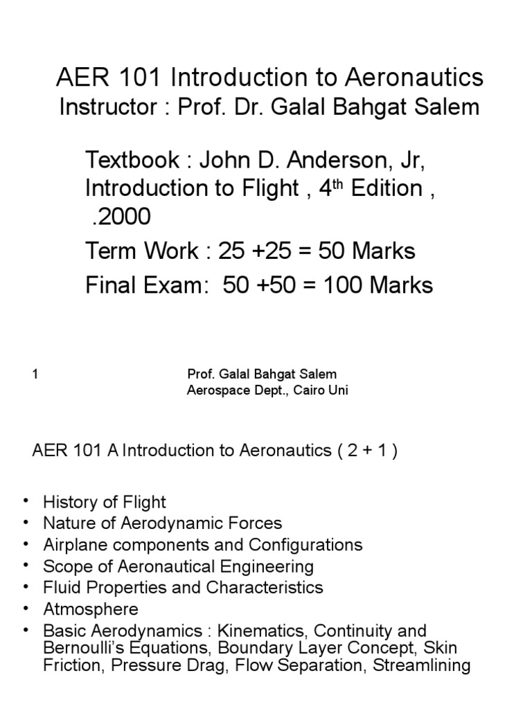 AER 101 Introduction To Aeronautics | PDF | Flight | Empennage