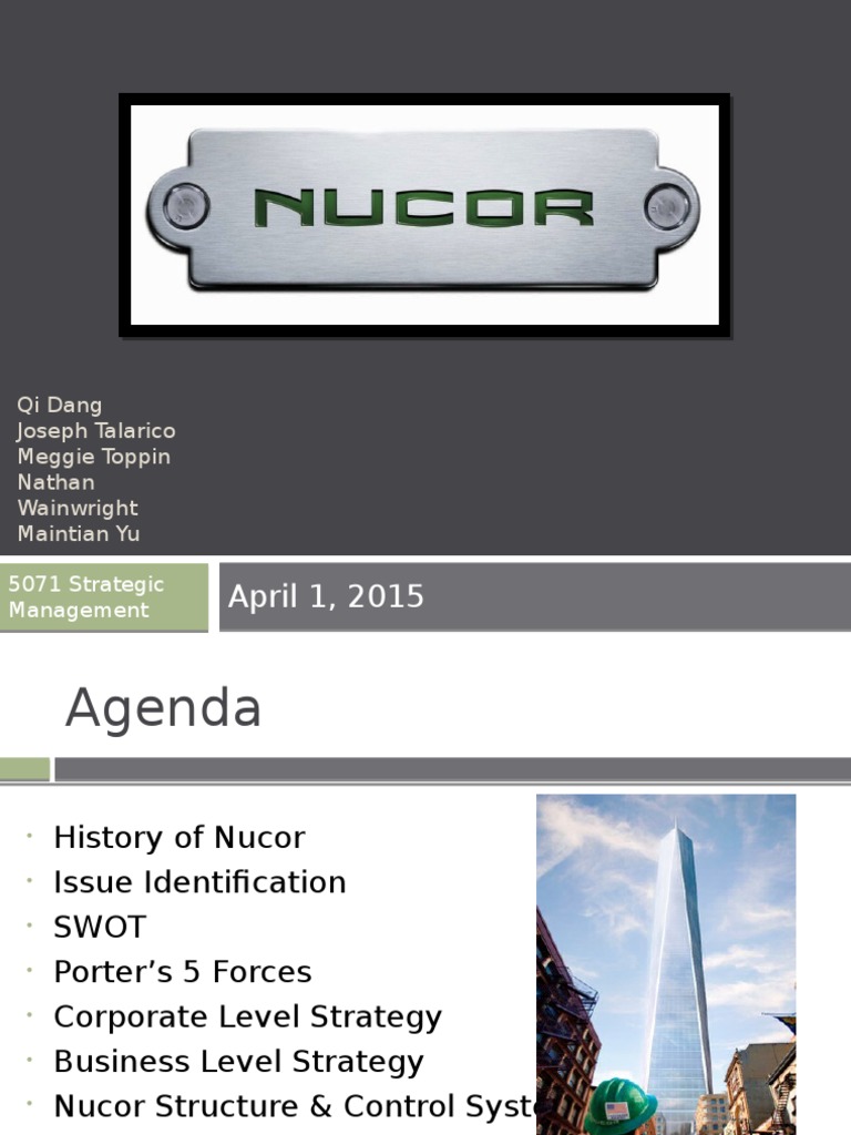 Nucor Steel: History and Strategies | PDF | Organizational Structure ...