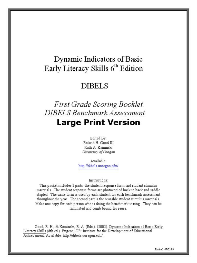 DIBELS First Grade Assessment Guide | PDF | Nature