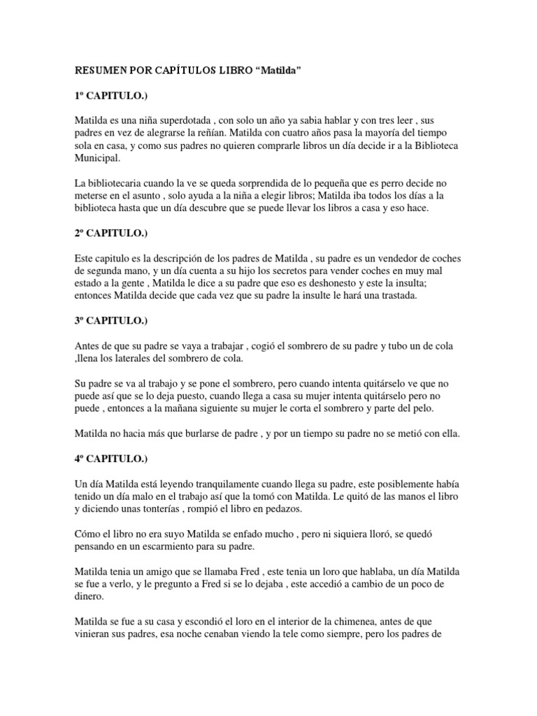 Resumen Libro Matilda | Novelas infantiles británicas | Novelas ...