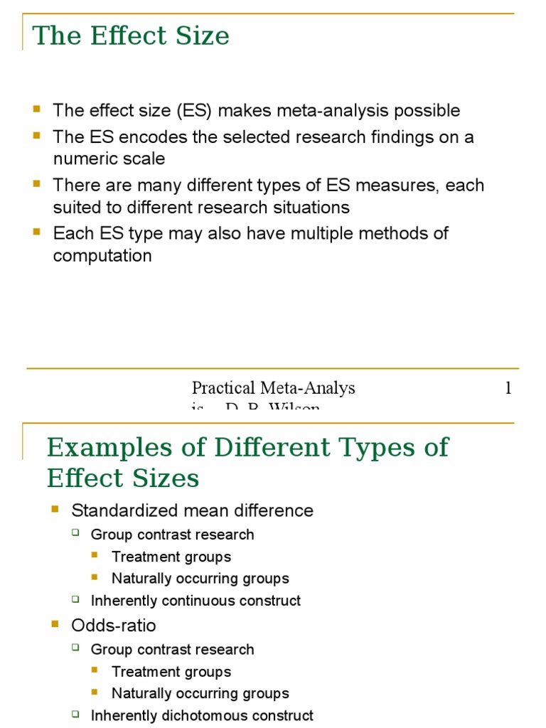 Effect Sizes | PDF | Effect Size | Meta Analysis