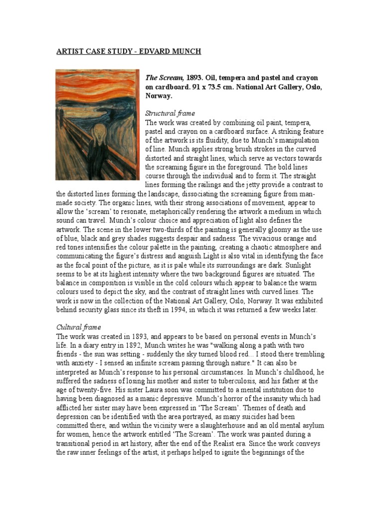 Artist Case Study - Edvard Munch | PDF | Art Media | Paintings