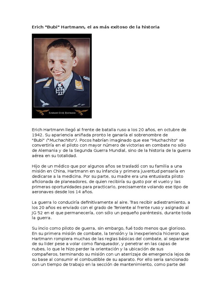 Erich 'Bubi' Hartmann, El As Más Exitoso de La Historia | PDF | Ciencia ...