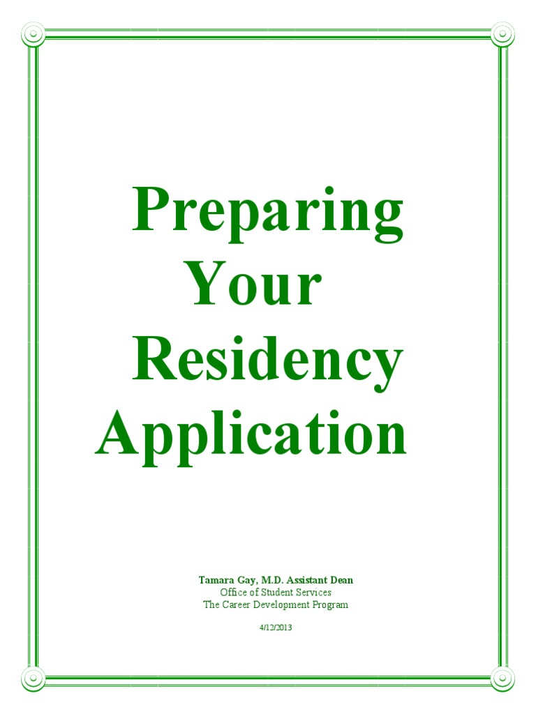 Preparation Your Residency Application | PDF | Residency (Medicine ...