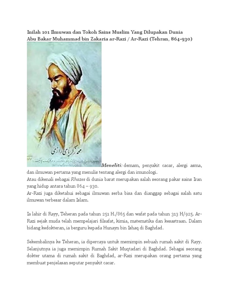 Inilah 101 Ilmuwan Dan Tokoh Sains Muslim Yang Dilupakan Dunia | PDF