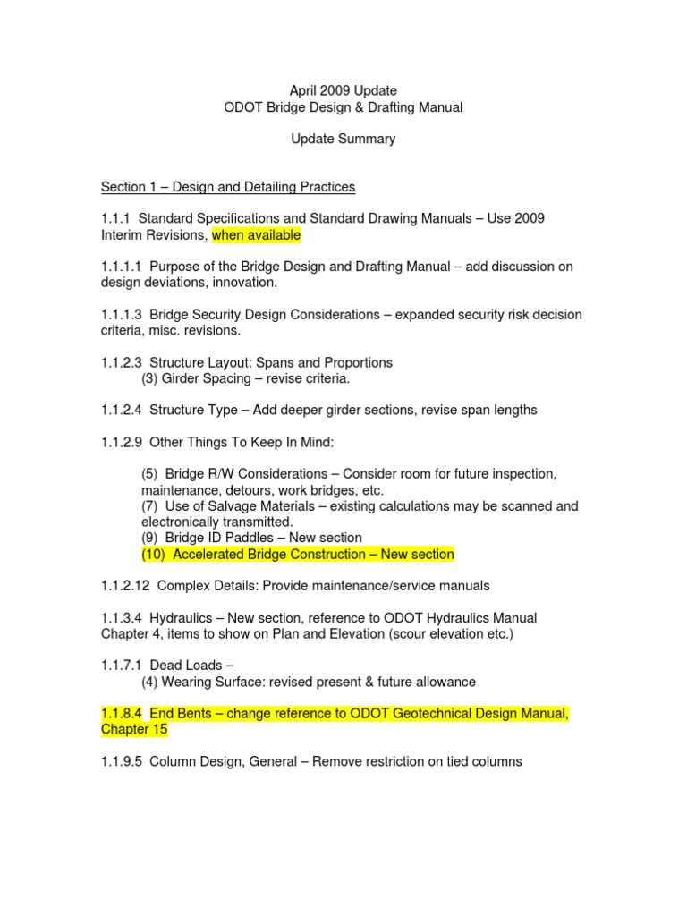 ODOT Bridge Design and Drafting Manual | PDF | Prestressed Concrete | Flood