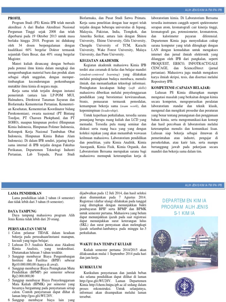 BROSUR - ALIH - JENIS - KIMIA - IPB - PDF Mega | PDF