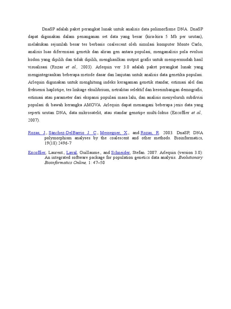 DnaSP Arlequin | PDF | Metode & Bahan Ajar