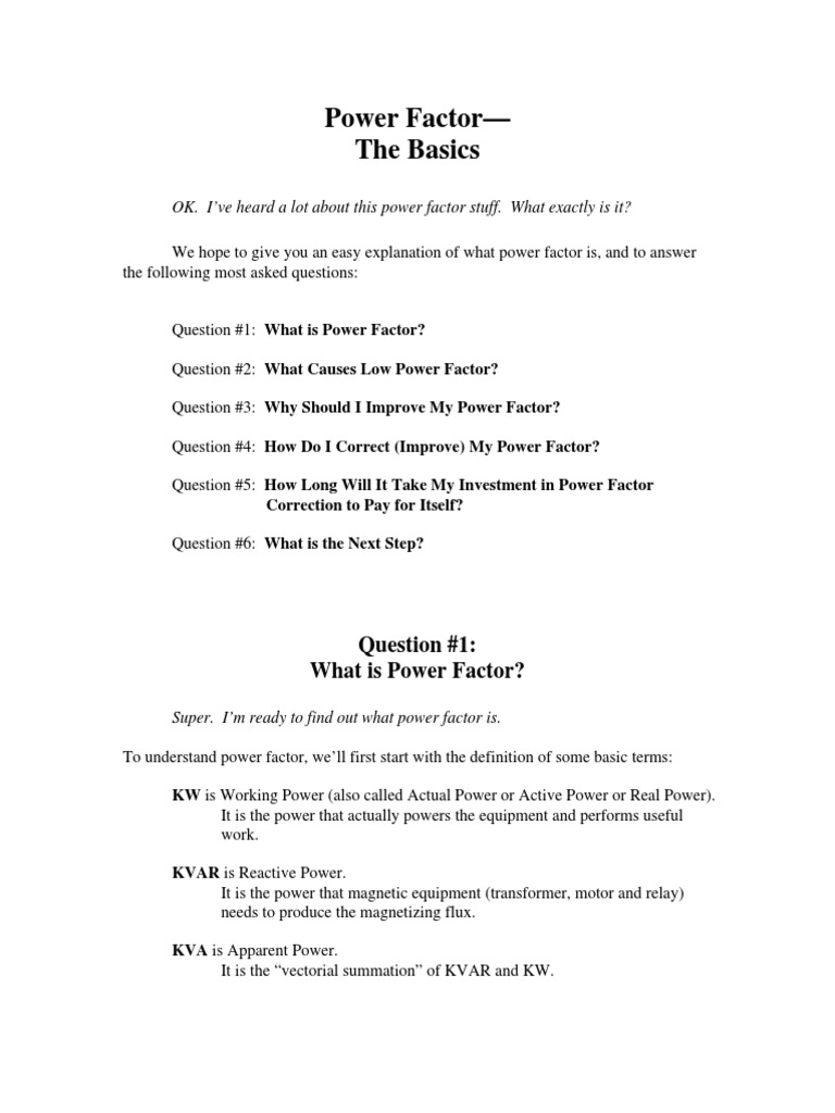 Power Factor Calculation | PDF