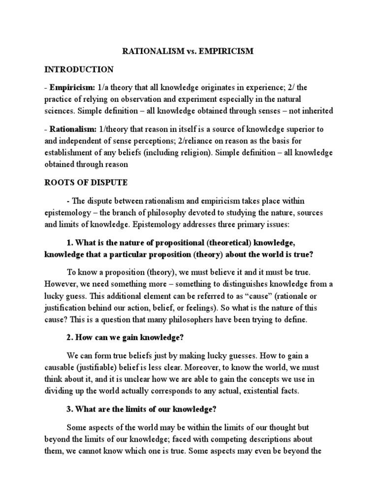 Philosophical Knowledge Debate | PDF | Rationalism | Epistemology