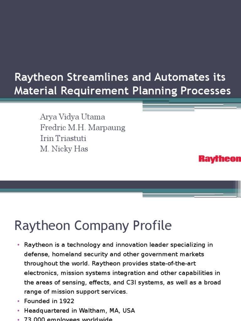 Case Study MRP - Raytheon (Kelompok 4) | PDF | Supply Chain | Automation