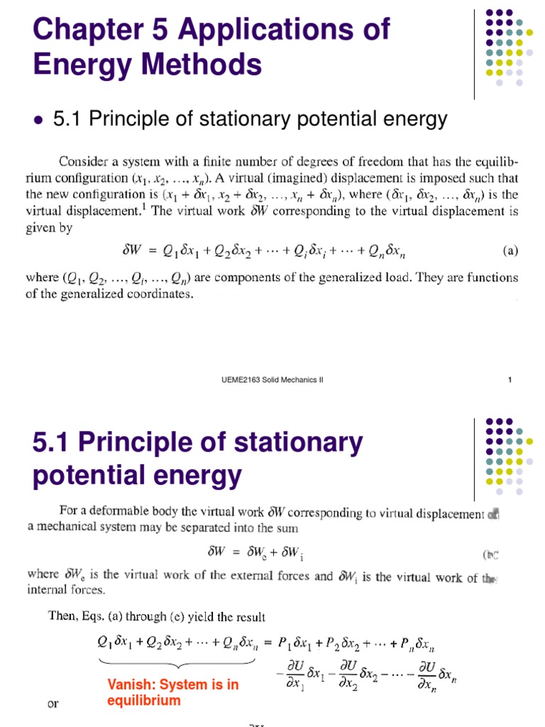 C05 - Stationary Potential Energy | PDF | Beam (Structure) | Elasticity ...