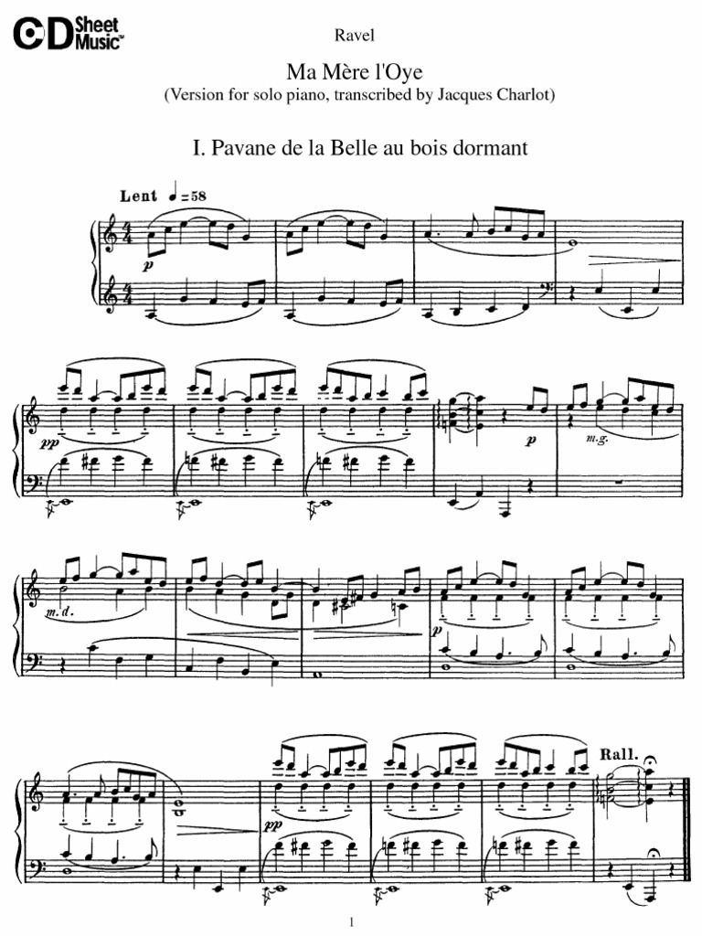 Ravel - Ma Mere L'oye (Version For Solo Piano, Transcribed by Jacques ...