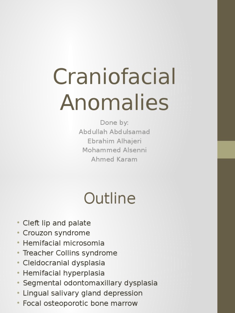Overview of Craniofacial Anomalies | PDF | Human Head And Neck | Human ...