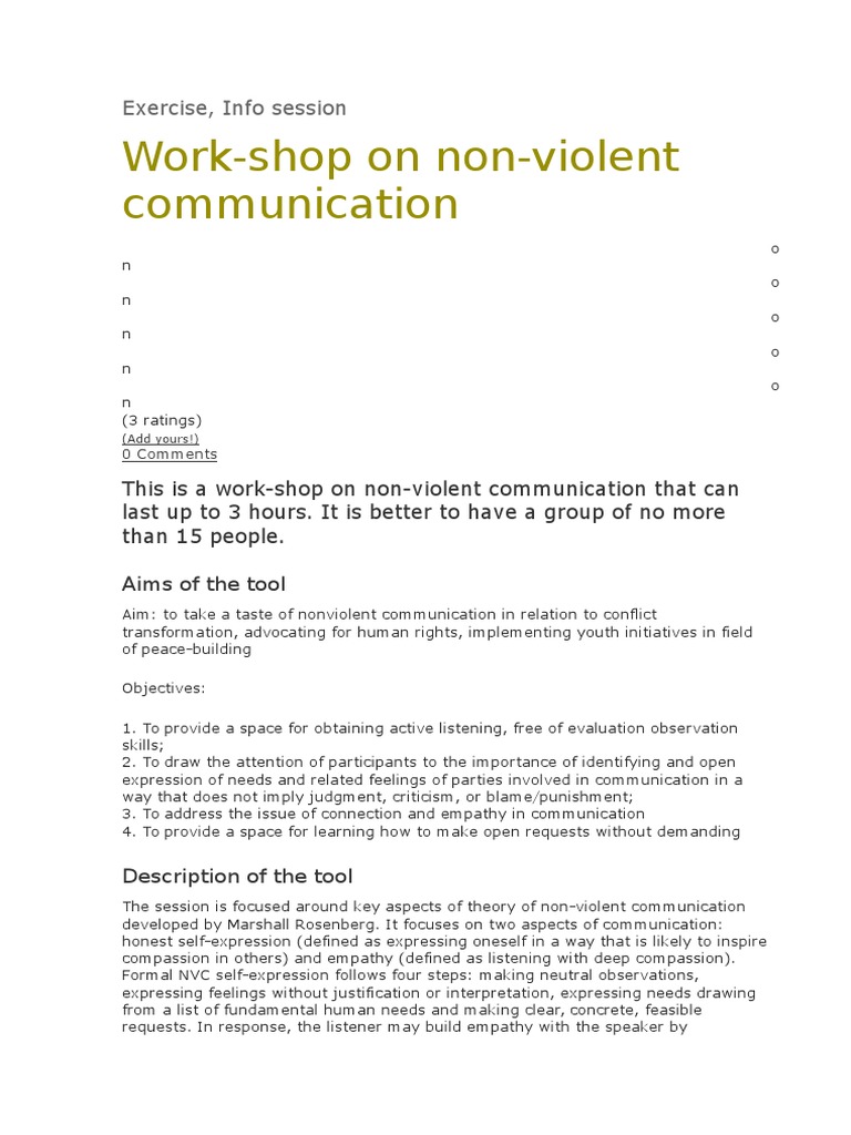 NVC workshop teaches compassionate communication | PDF | Psychological ...
