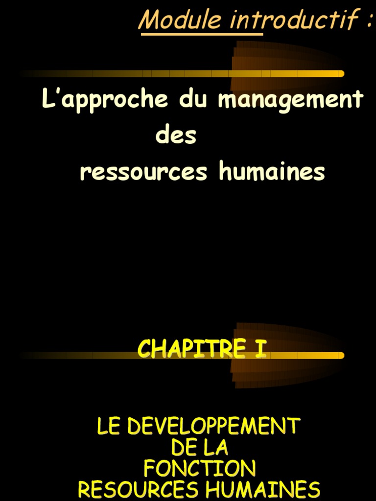 L'approche Du Management Des Ressources Humaines | PDF | Gestion des ...