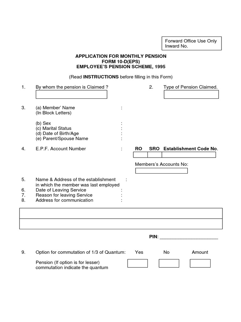 Application For Monthly Pension | Download Free PDF | Pension | Hand