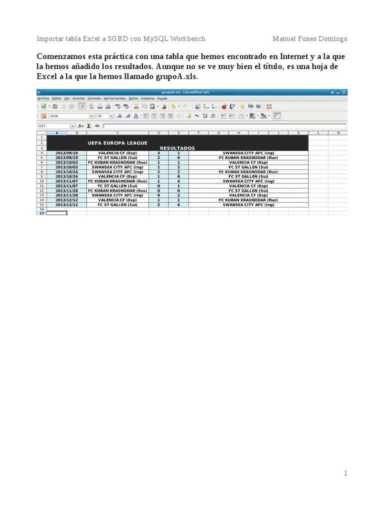 Importing An Excel Table Into A Database Using Mysql Workbench Pdf Microsoft Excel Valores