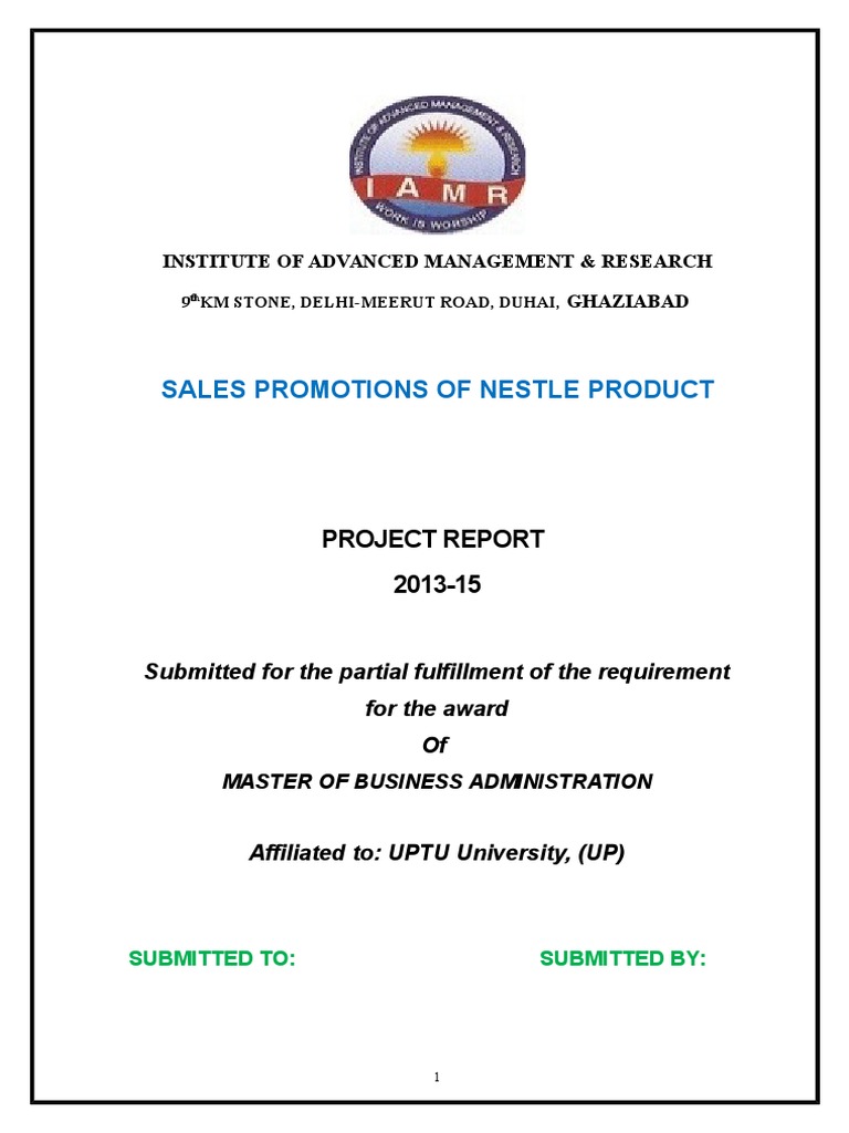 Compt SALES PROMOTIONS OF NESTLE PRODUCT | PDF | Nestlé | Marketing ...