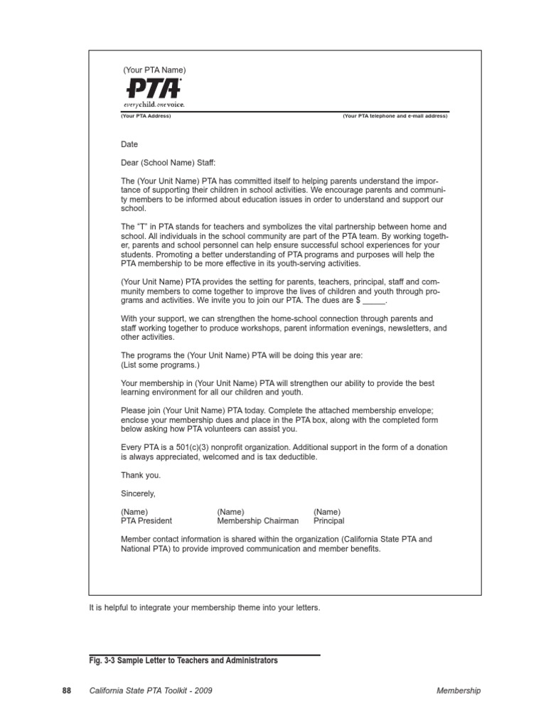 (Your PTA Address) (Your PTA Telephone and E-Mail Address) : Fig. 3-3 ...