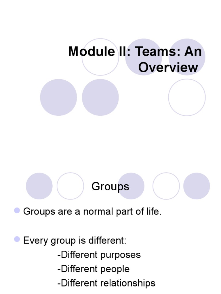 Understanding Teams: Key Concepts Related to Groups, Team Dynamics, and ...