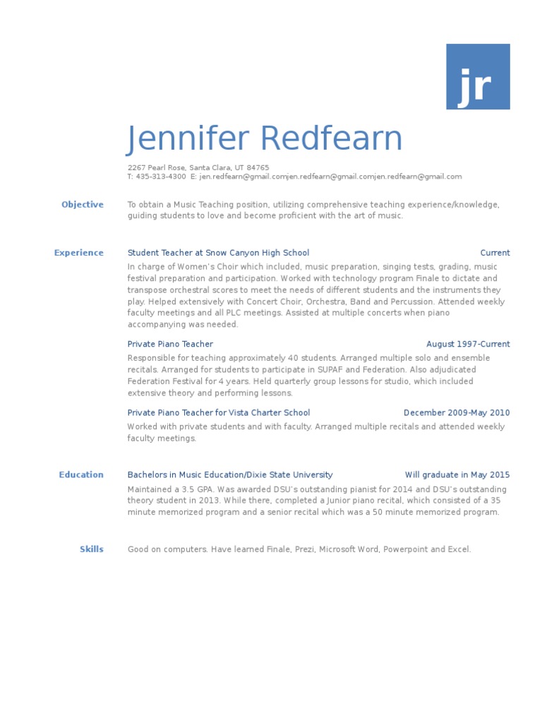 Jennifer Redfearn Resume | PDF | Art