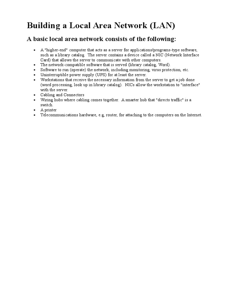 Building A Local Area Network | PDF | Local Area Network | Server ...