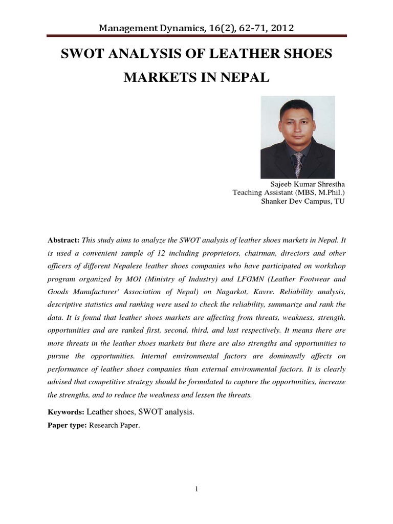 SWOT Analysis of Nepal's Leather Shoes Market | PDF | Swot Analysis ...