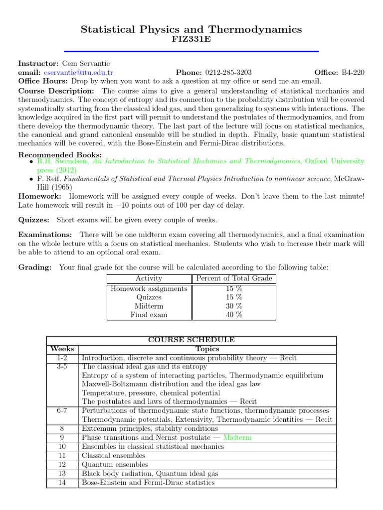 Statistical Physics Course Guide | PDF | Technology & Engineering