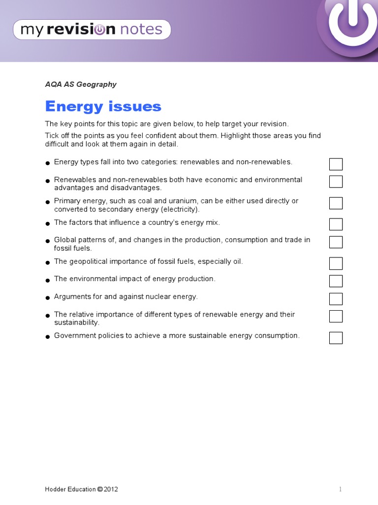 Energy Checklist | PDF