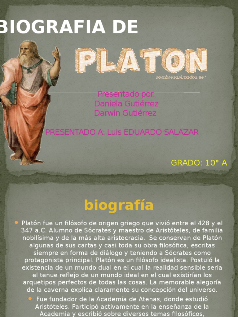 Biografia de Platon Presentacion | PDF | Platón | Alma