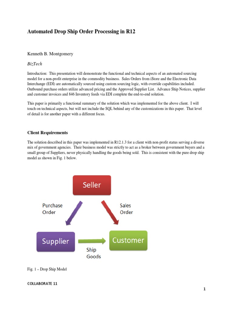 Automated Drop Ship Order Processing in R12 White Paper | PDF ...