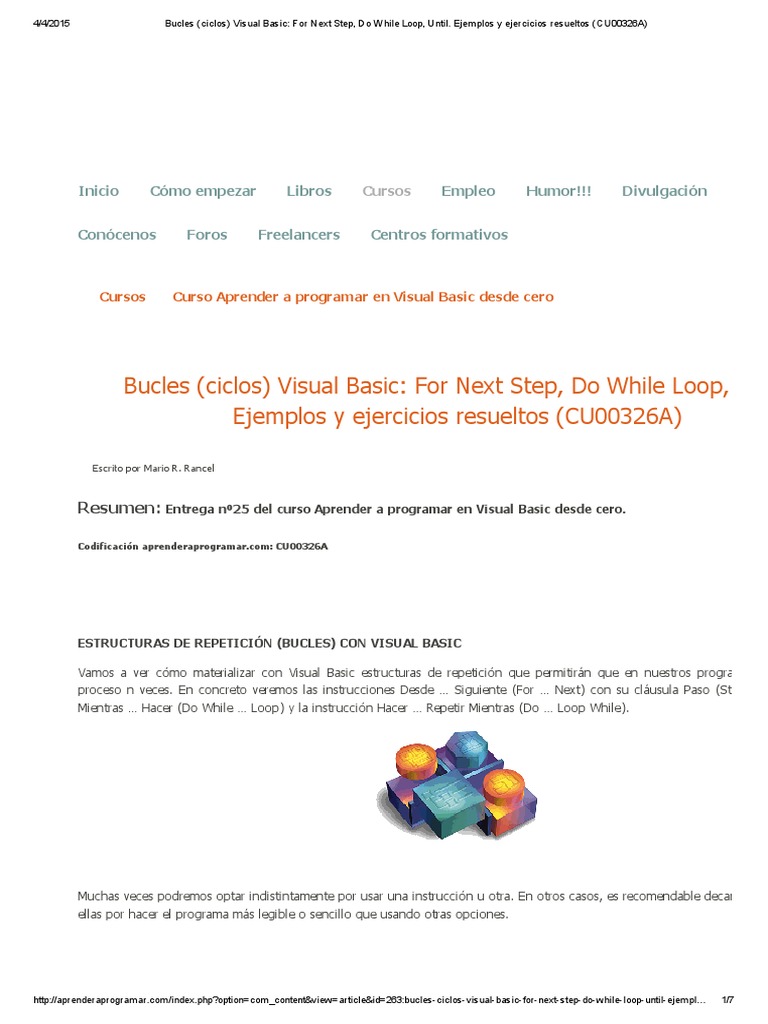 Bucles (Ciclos) Visual Basic - For Next Step, Do While Loop, Until | PDF | Básico | Flujo de control