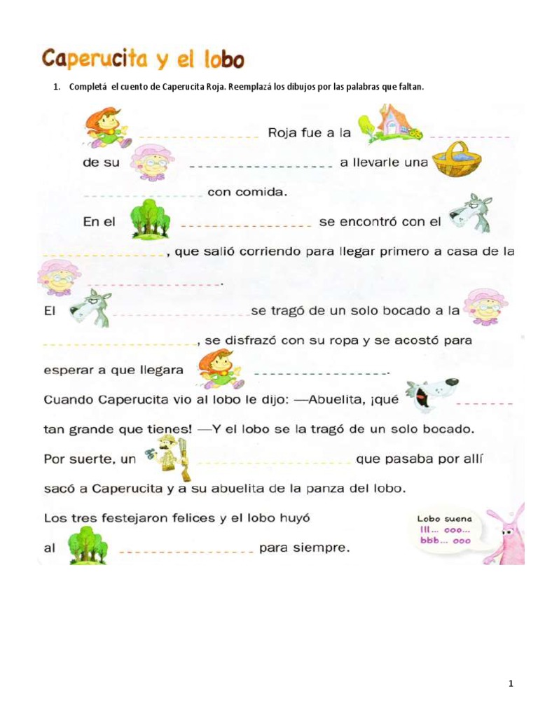 Actividades de Caperucita Roja 1° Grado | PDF