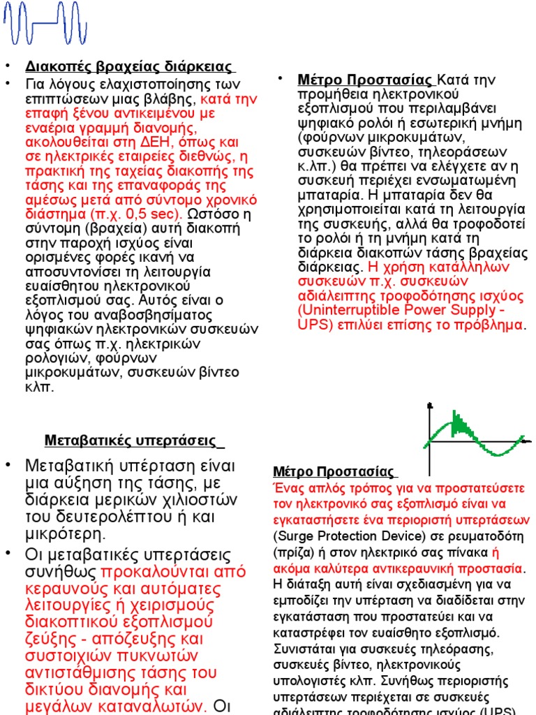 ΠΡΟΣΤΑΣΙΑ ΣΥΣΚΕΥΩΝ ΑΠΟ ΥΠΕΡΤΑΣΗ-ΥΠΟΤΑΣΗ-ΔΙΑΚΟΠΕΣ
