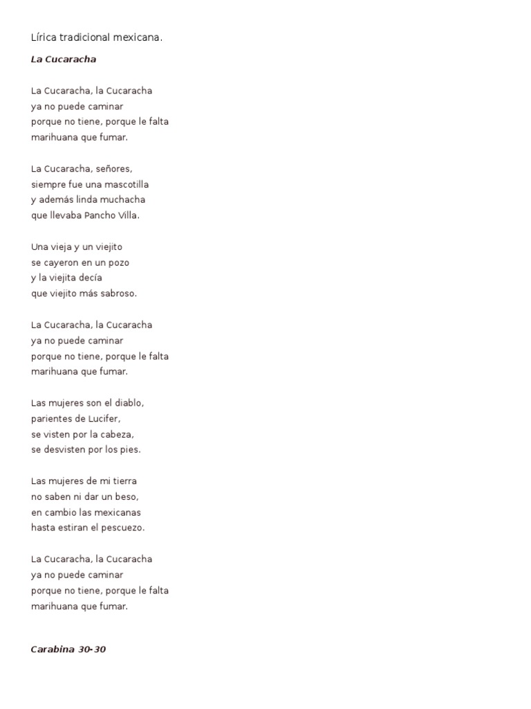 Lírica Tradicional Mexicana - Antología de Corridos | PDF | La Cucaracha