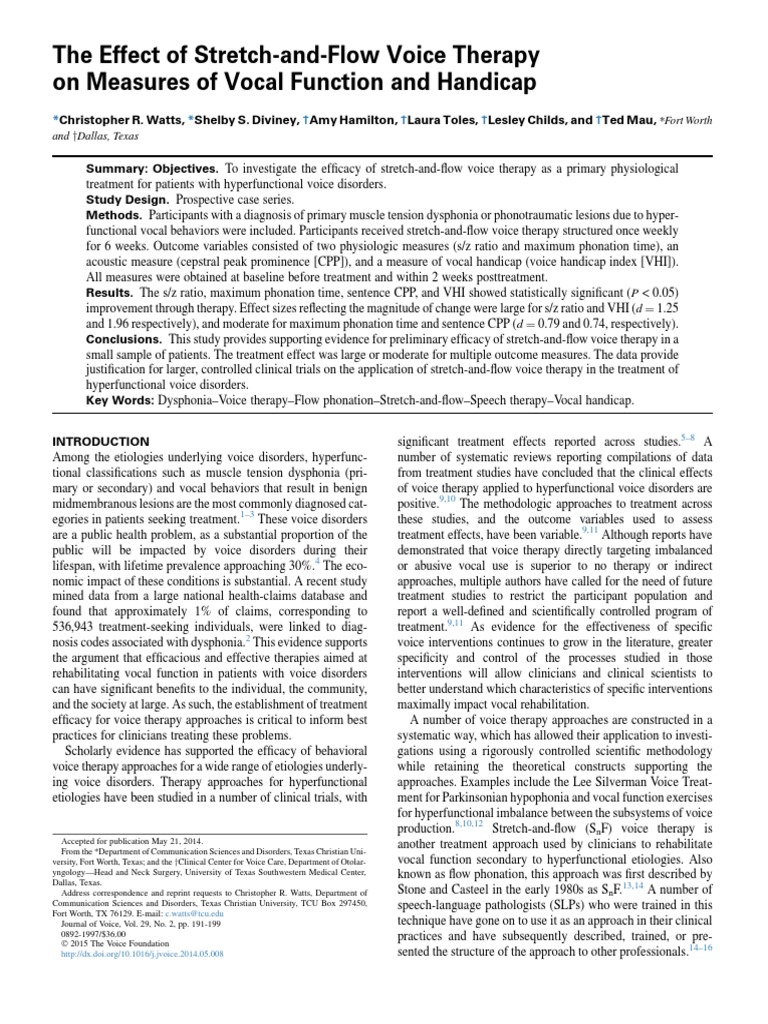 Efficacy of Stretch-and-Flow Therapy | PDF | Speech Language Pathology ...