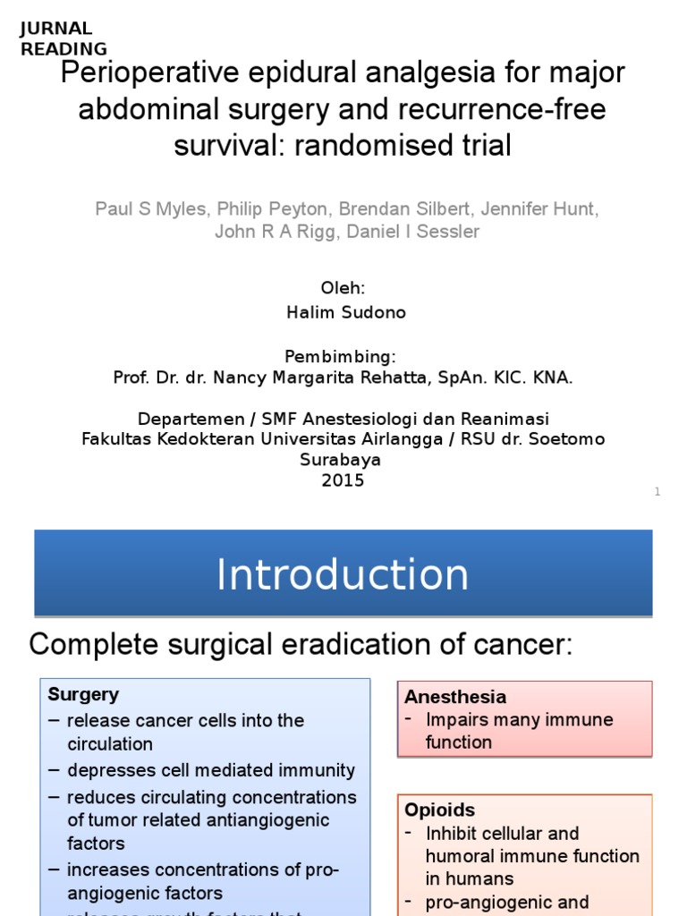 Perioperative Epidural Analgesia For Major Abdominal Surgery and | PDF ...