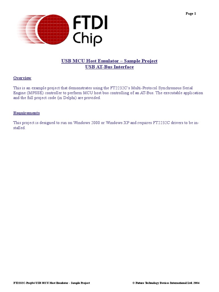 FT2232C Project 4 - Host Bus Emulation | PDF | Microcontroller | Usb