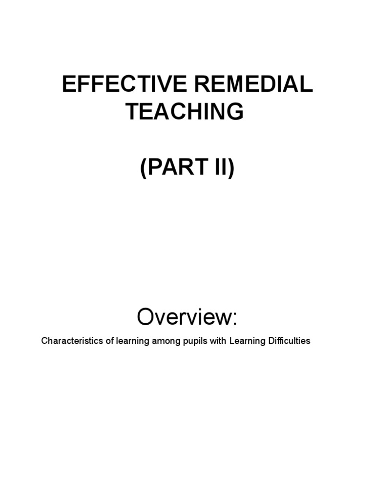 Effective Remedial Teaching | Learning Disability | Learning