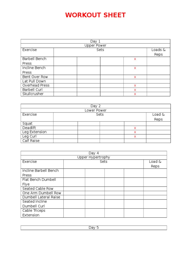 Comprehensive Workout Sheet Guide | PDF