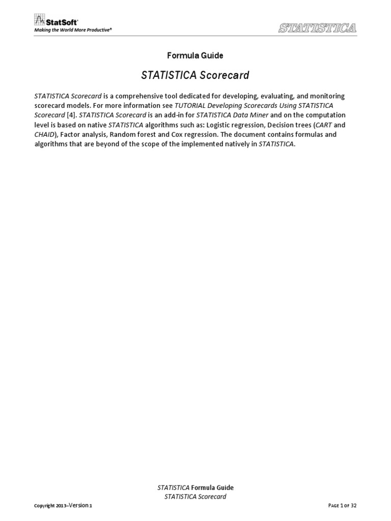 Scorecard Formula Guide | PDF | Receiver Operating Characteristic ...
