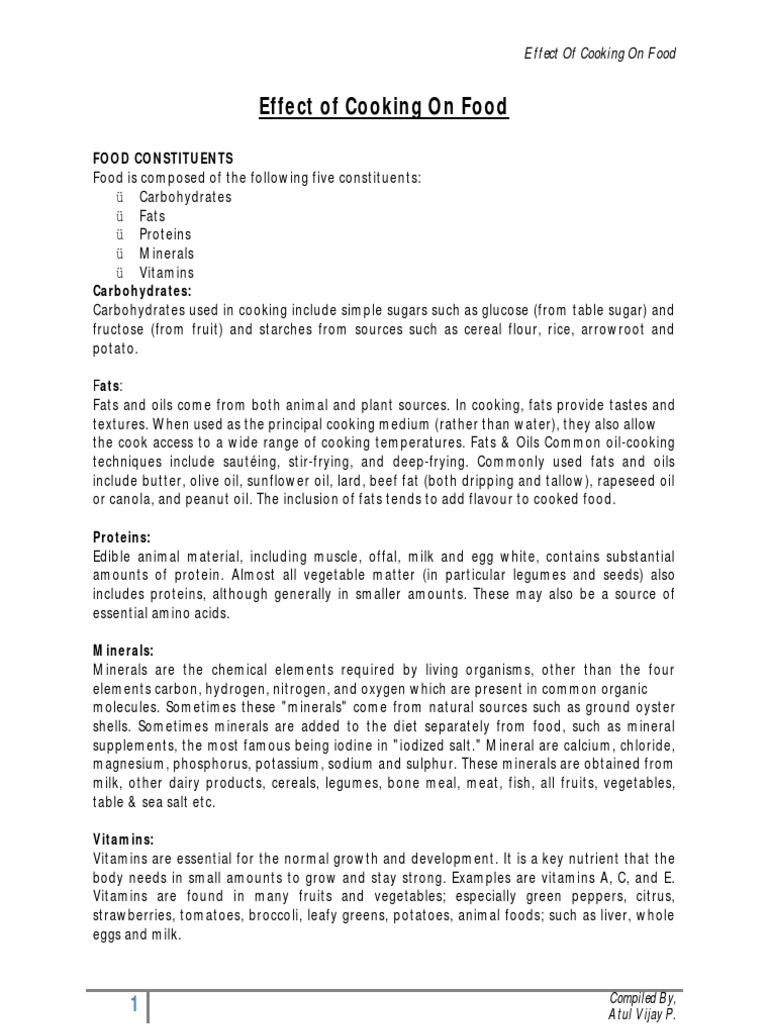 Effect of Cooking On Food | PDF | Cooking | Carbohydrates